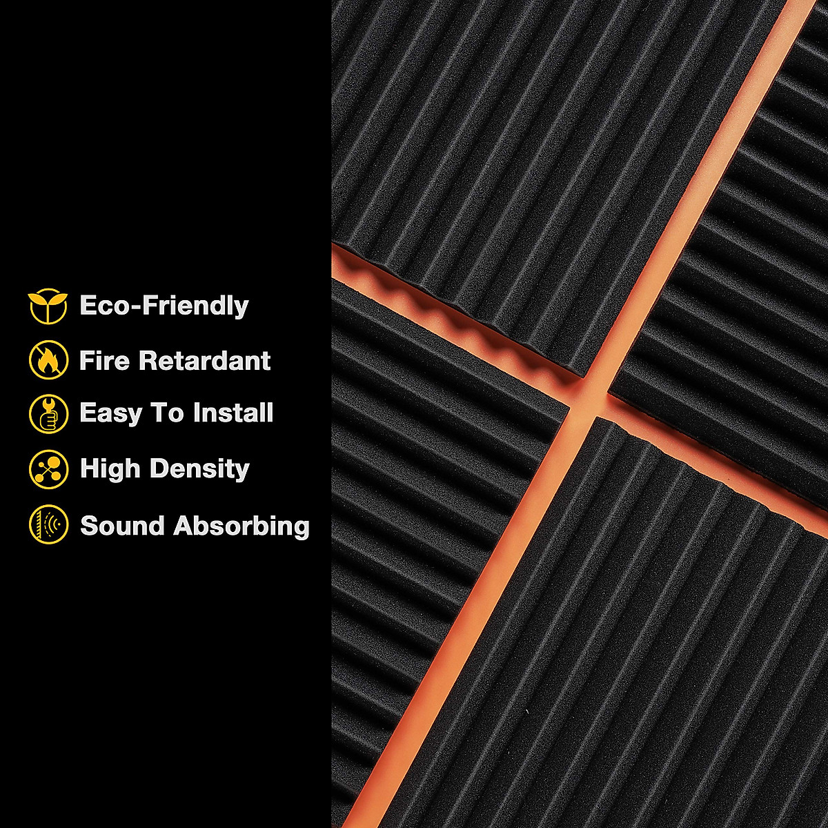 Fstop Labs Acoustic Foam Panels, 1" X 12" X 12" Mushroom Studio Wedge Tiles, Sound Panels Sound Proof Foam Panels Sound Proofing Padding For Wall