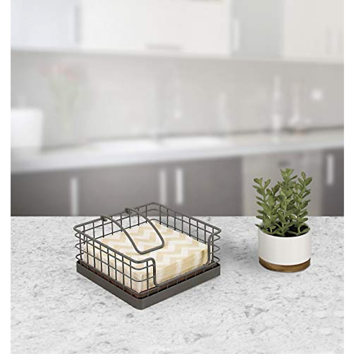 Spectrum Madison Weighted Napkin Holder (Industrial Gray) - Dispenser & Décor for Kitchen, Dining Room, Outdoor, & Bar Tabletop Storage