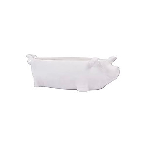 Creative Co-Op Farmhouse Ceramic Pig Shaped Bowl, White