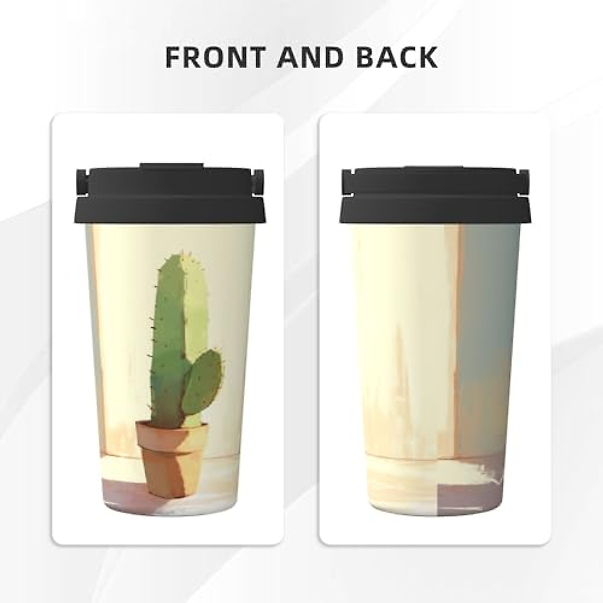 WANGXUEE Cactus Print 500ml Stainless Steel Travel Tumbler Double Wall Vacuum Insulated Coffee Mug