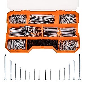 Maexxna 1080pcs Nail Assortment Kit, Small Nails, Nails, Nails for Hanging Pictures, Picture Hanging Nails, Finishing Nails, Hanging Nails, Picture Nails, Wall Nails for Hanging, Pin Nails