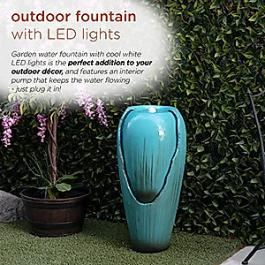 Alpine Corporation DIG100XS w/LED Light Water Jar Fountain, 32 Inch Tall, Turquoise