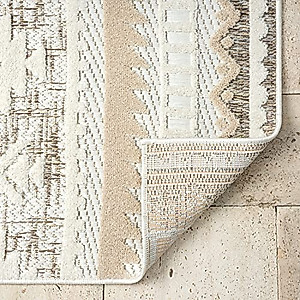 Abani Area Rugs - Modern Tribal Pattern - Cream Rug for Living Room, Bedroom, Dining Room - Indoor/Outdoor - Easy to Clean - Non-Shedding - 8' x 10'