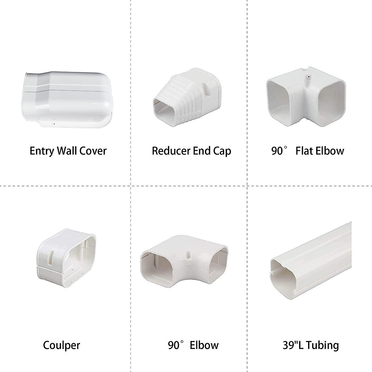 AC Parts 3" W 14Ft Air Conditioner Decorative PVC Line Cover Tubing Kit for Ductless Mini Split Central Air conditioner & Heat Pump Systems