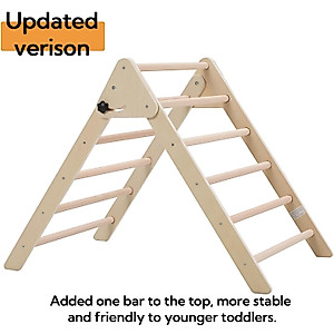 Giant bean Foldable Wooden Climbing Triangle with Sliding Ramp, 3 in 1 Pikler Triangle Climbing Toys for Toddlers, Kids Indoor Climbers & Gym Play Structures for Boys Girls