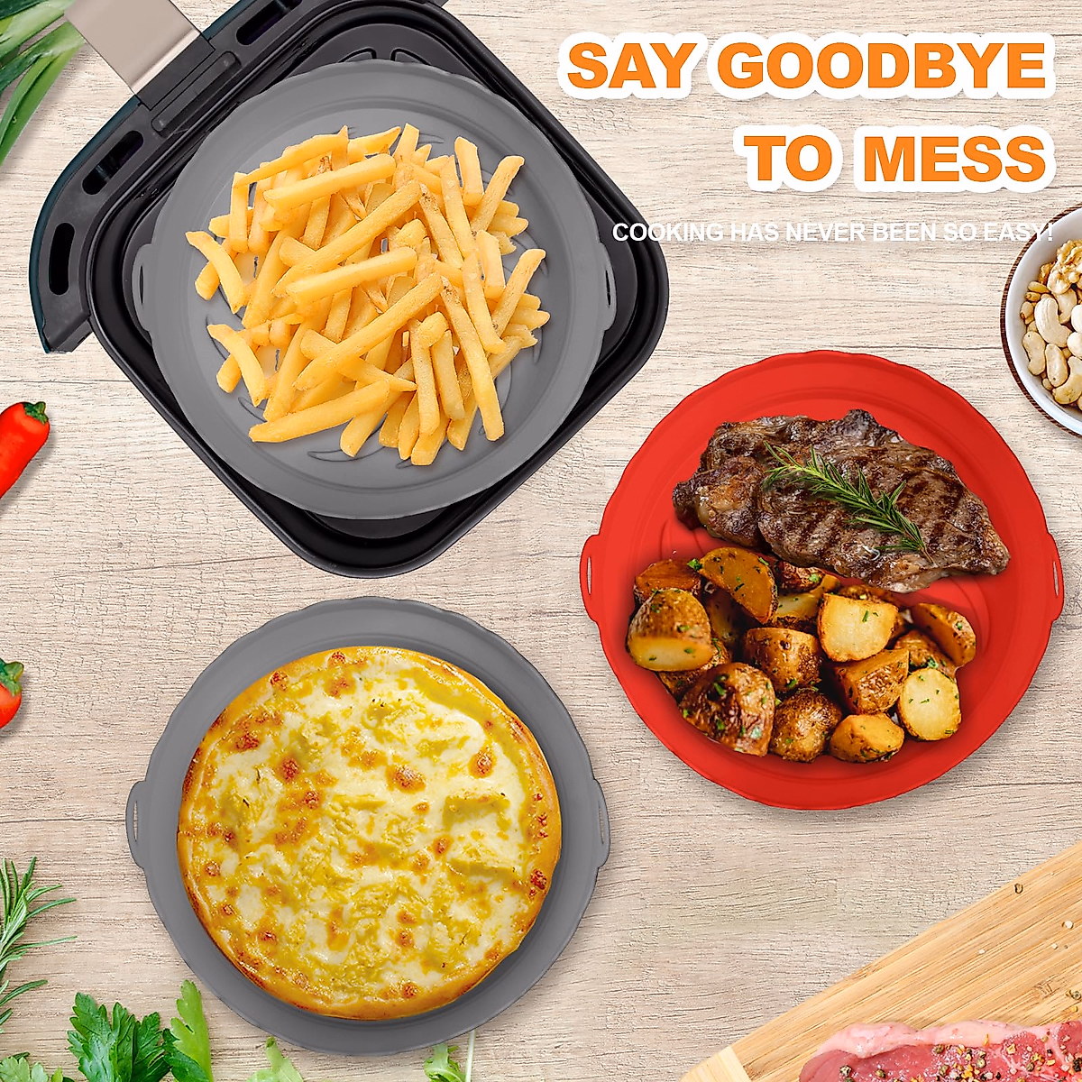 Air Fryer Silicone Liners for Ninja Air Fryer, Air Fryer Silicone Pot for Ninja AF101 Air Fryer and Ninja Air Fryer Pro 4-in-1 with 5 QT Capacity