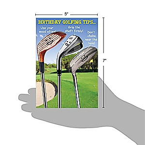 NobleWorks - Funny Men's Happy Birthday Card with Envelope - Golf Humor Greeting Card for Men, Husband - Sports Advice, Comic Stationery - Golfing Tips 9002