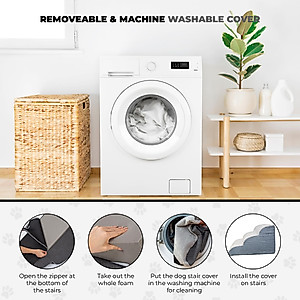 High-Density Foam Dog Stairs, 3-Tier Steps for Dogs & Cats - Durable Ramp for Small/Medium/Older Pets - Bed & Couch Access - 24x16x16 in