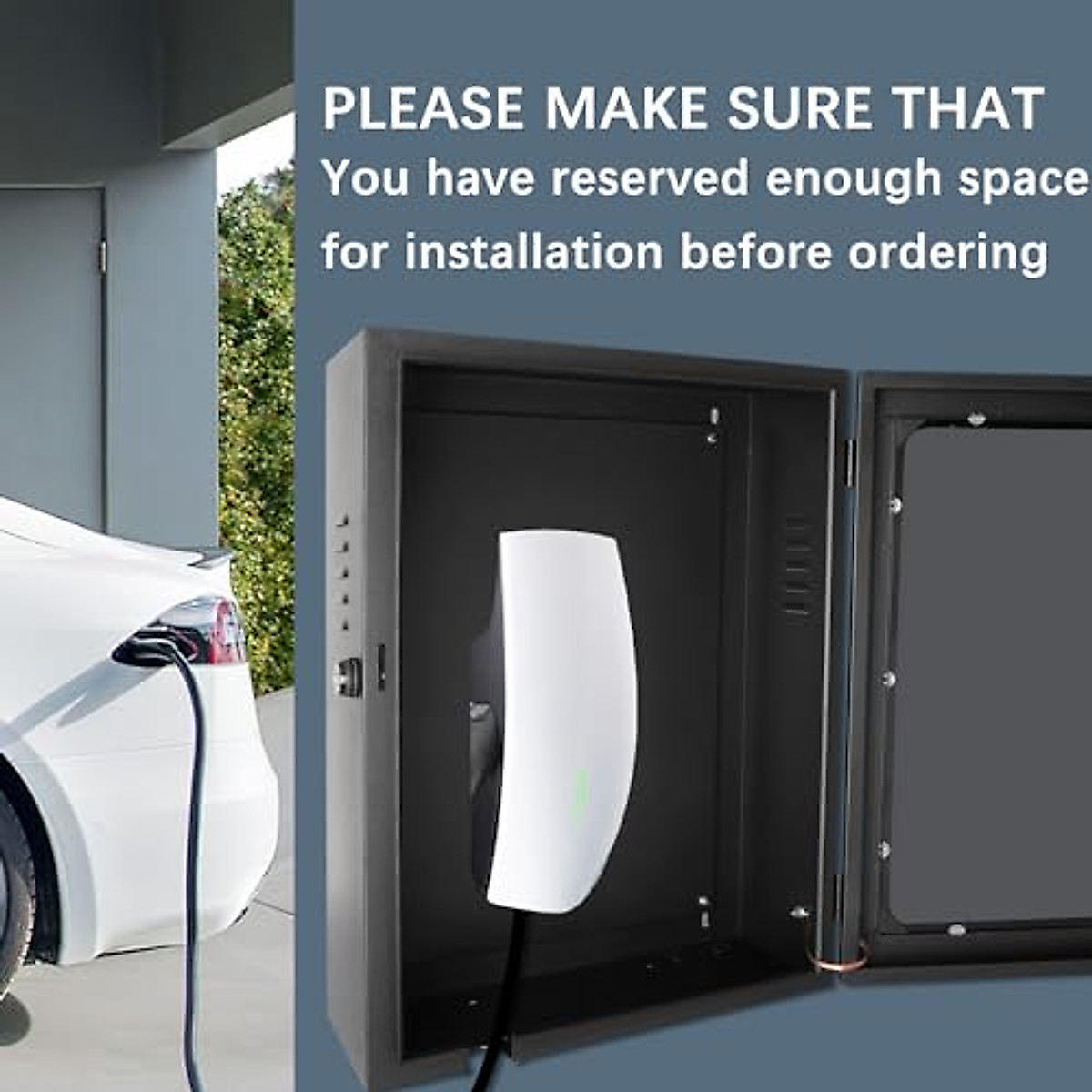 Charger Station Box Compatible With tesla Gen 3 Wall Connector, Large Waterproof Dustproof Charger Lock Box, Indoor Outdoor Charging Cable Organizer Connector Case, Combination Lock And Tempered Glass