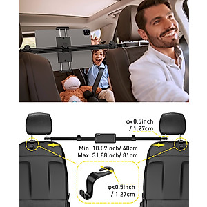 Car Tablet Holder Mount for iPad: Headrest Tablet Stand for Car Back Seat Compatible with iPad Pro Air Mini | Galaxy Tab | Kindle Fire HD | Switch OLED or Other 4.7-12.9" Devices