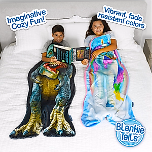 Blankie Tails - Dinosaur Wearable Blanket - Double Sided Dinosaur Blanket for Boys and Girl - Soft and Cozy Minky Fleece Dino Blanket, Dinosaur Toys, Gifts Premium Quality Fun Blanket for Kids (T Rex)