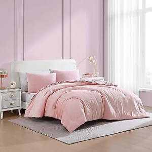 Betsey Johnson - Full/Queen Duvet Cover Set, Velvet Bedding with Matching Shams, Floral Home Decor, Oeko-Tex Certified (Velvet Solid Pink, Full/Queen)