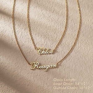 Custom Name Necklaces for Birthday Gifts-Personalized Necklace 18K Gold Name Plate Necklaces Christmas Jewelry Gift for Wife