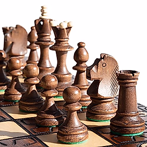 16 Inch Wooden Chess Board Sets for Adults and Kids - Tournament Chess Set with Chess Pieces Storage Compartment - Professional Chess Set Handmade with Beech and Birchwood