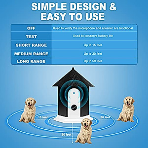 Durable Anti Barking Device, Dog Barking Deterrent with 4 Adjustable Sensitivity & Frequency, Training Tools Up to 50 Ft Range, Outdoor and Weatherproof Birdhouse Dog Barking Control Devices