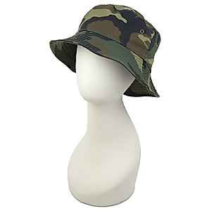 Utmost Bucket Hat 100% Cotton & Denim Lightweight Packable Outdoor Summer Beach Fishing Sun Hat(L/XL, 1pc Camo Woodland)