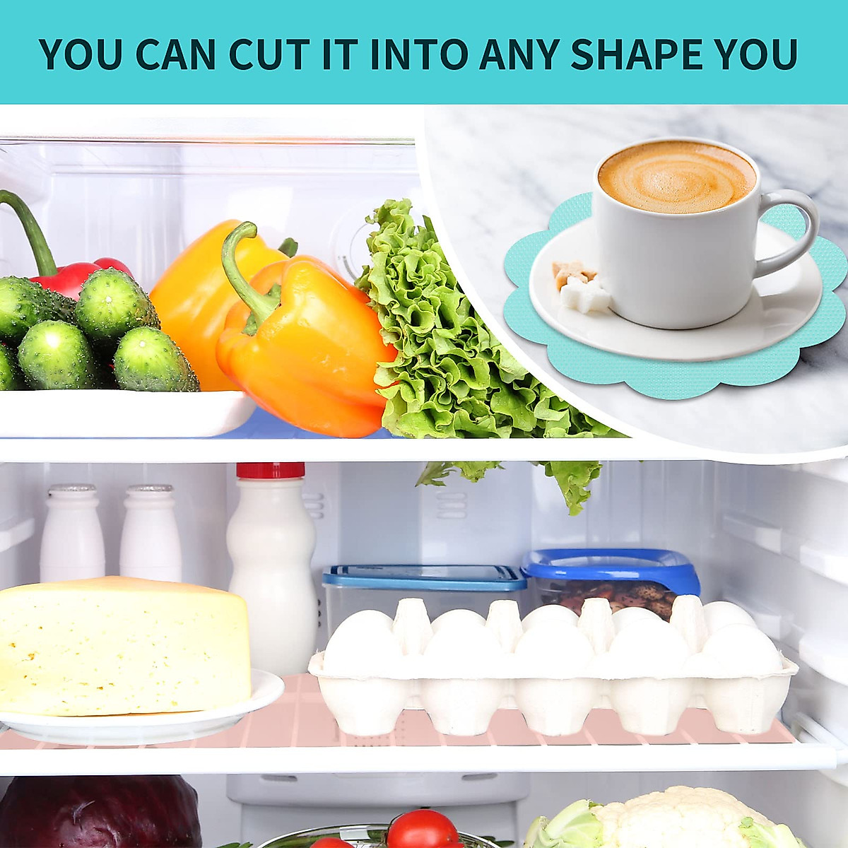 60 Pcs Refrigerator Liners Washable Refrigerator Shelf Liners Waterproof Refrigerator Mats Home Kitchen Gadgets Covers Pads for Drawer Cabinet Freezer Glass Shelf Wire Shelving Cupboard