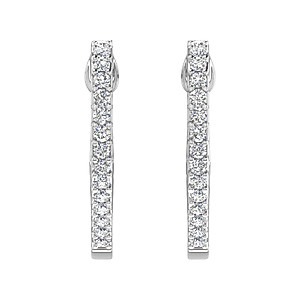 0.15 Carat Diamond Heart Shape Hoop Earrings in 10K White Gold