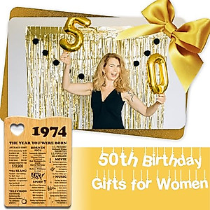BackURyear 50th Birthday Gifts for Women Men, 50th Birthday Presents for Her Him, 50 Years Old Birthday Decorations, Born in 1974- Turning Fifty, 50th Birthday Cutting Board Gifts