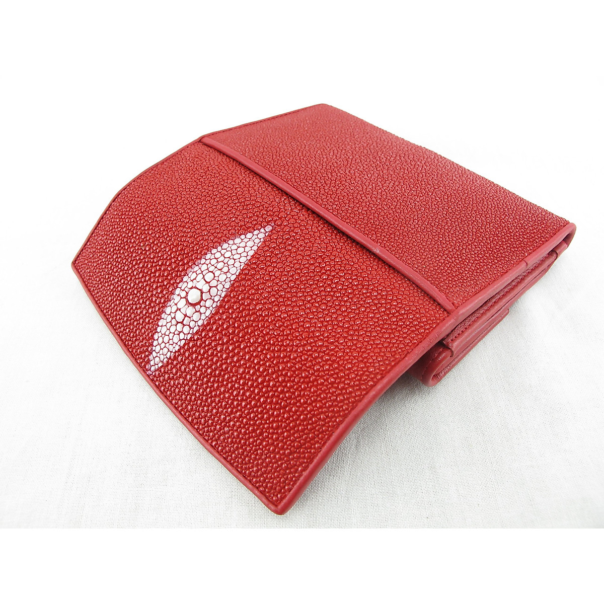 PELGIO Genuine Stingray Skin Women's Medium Clutch Wallet Purse (Black)