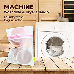 Reusable Nursing Pads for Breastfeeding, 14-Pack - 4-Layers Organic Bamboo Nursing Pads - Breastfeeding Pads - Washable Breast Pads - Natural Bamboo Maternity Pads (Lovelle, Large 4.8")