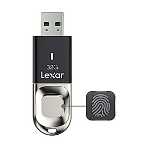 Lexar LJDF35-32GBNL Jumpdrive Fingerprint F35 32 GB USB 3.0 Flash Drive, Black/Silver