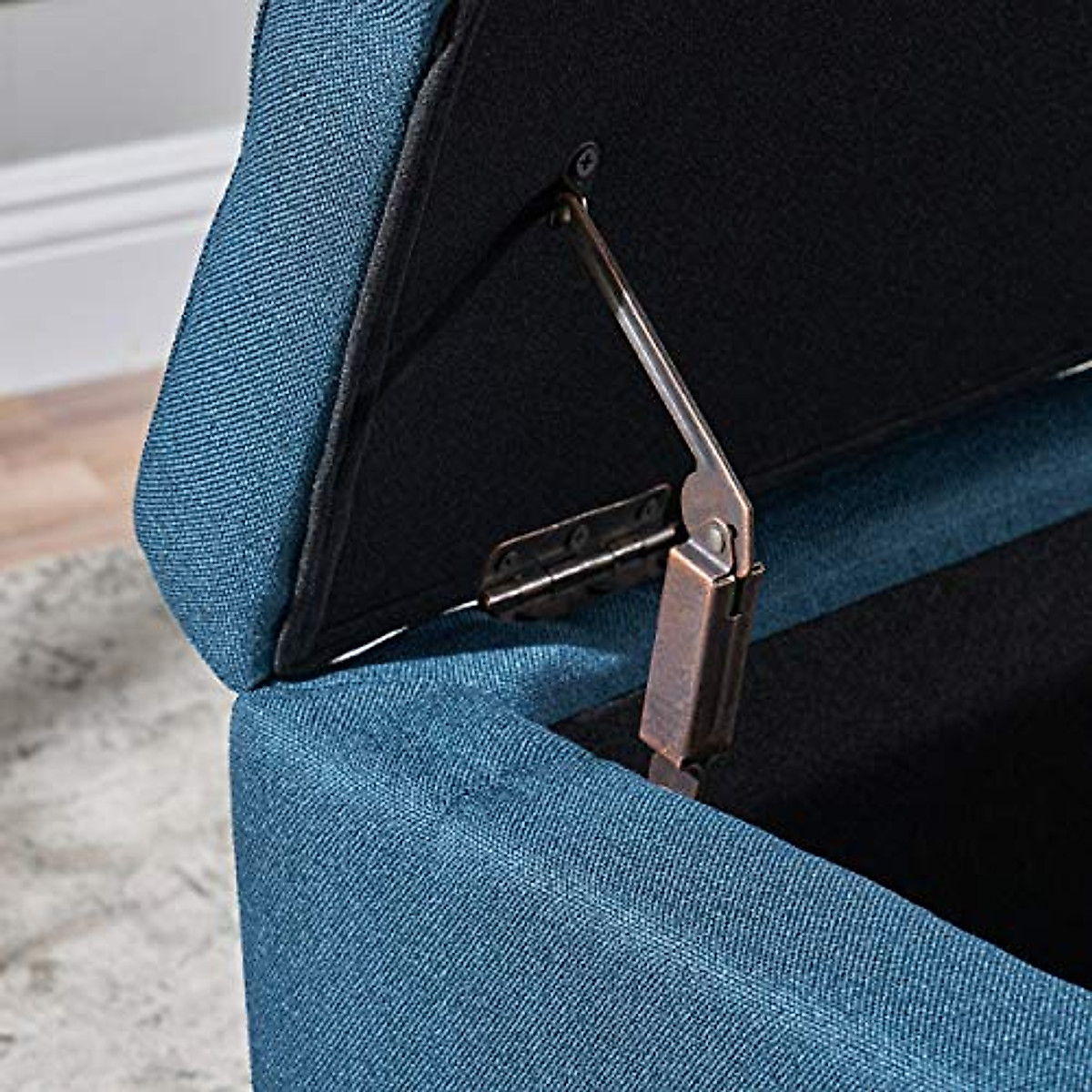 Christopher Knight Home Mission Fabric Storage Ottoman, Dark Blue, 18.75 x 50.50 x 16.00 inches