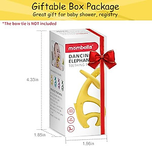 Baby Teething Toys for Babies 3 Months and Up with Attachable Clip, Mombella Elephant Teethers for Infant 3 Month+, Durable Silicone Newborn Soothing Biting Toys for Baby, BPA Free, Yellow