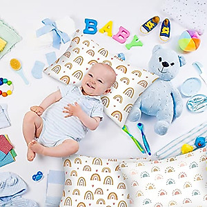 Mixweer 2 Pcs Toddler Pillowcase Sized 14" x 19" Fits 12" x 16" or 13" x 18" Pillow Boho Rainbow Kids Soft Pillowcase Toddler Pillow Cover for Travel Bed Girl Boy Infant Sleeping