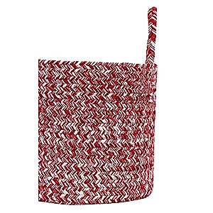Super Area Rugs Farmhouse Plant Basket / Planter Multi Purpose Open Top Bin with Handles, Cotton Rope Basket, 8-inch, 10-inch and 12-inch Red & White