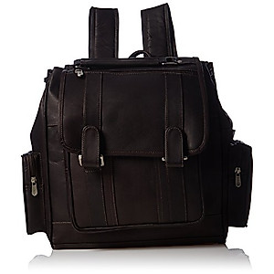 Piel Leather Double Loop Flap-Over Laptop Backpack, Chocolate, One Size