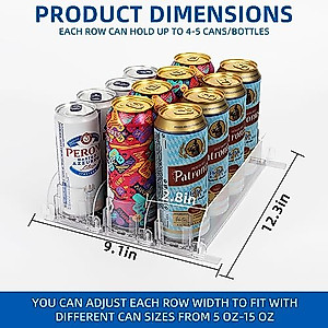 Soda Can Dispenser for Refrigerator 3 Rows, Soda Can Organizer with Automatic Pusher Glide - Drink Organizer for Fridge Perfect for Soda, Beer, and Other Beverages - Black