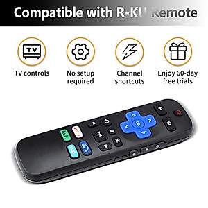 New Universal TV Remote Control for Roku TV, for TCL/Hisense/Sharp/Philibs/Onn/Element/Insignia Roku TV (NOT for Roku Stick or Box) (Pack of 2) 1