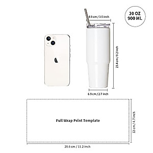 PYD Life Sublimation Tumblers Blanks Stainless Steel 30 OZ White Insulated Reusable Travel Coffee Mugs Cups with Leakproof Lid and Stainless Straw for Tumbler Heat Press 4 Pack