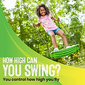 Swurfer Kick Stand Up Surfing Tree Swing Outdoor Swings for Kids Up to 150 Lbs - Hang from Up to 10 Feet High - Includes 24" SwingBoard, UV Resistant Rope, & Handles, Green