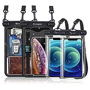 [Up to 10"] Large Waterproof Phone Pouch Bag - 2Pack, Waterproof Case Compatible with iPhone 14 Pro Max/13/12/11/XR/X/SE/8/7,Galaxy S22/S21 Google, IPX8 Cellphone Dry Bag Vacation Essentials Black