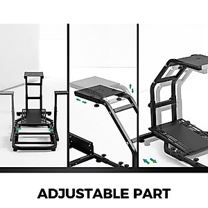 Hottoby Adjustable Sim Driving Simulator Cockpit with Red Seat Fits for Logitech/Thrustmaster G29,G920,G923&T300RS,Unobstructed Design for Both Legs Gaming Stand,No Steering Wheel,Handbrake & Pedal