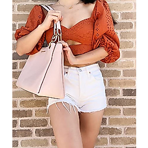 Michael Kors Women's Trisha Large Shoulder Bag Tote Purse Handbag (Powder Blush)