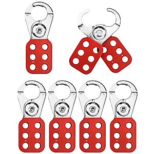 QWORK Lock Out Tag Out Hasp, 6 Pack Tamper-Proof Stainless Steel Padlock Hasp with Extended Jaw, Red