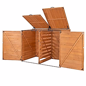 Leisure Season TRSL6741-D Large Horizontal Trash and Recycling Storage-Sheds, Medium Brown