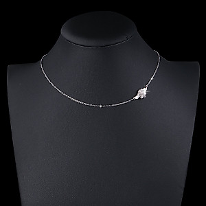 DAOCHONG S925 Sterling Silver Jewelry Sideways Camellia Flower Choker Necklace 14+4"