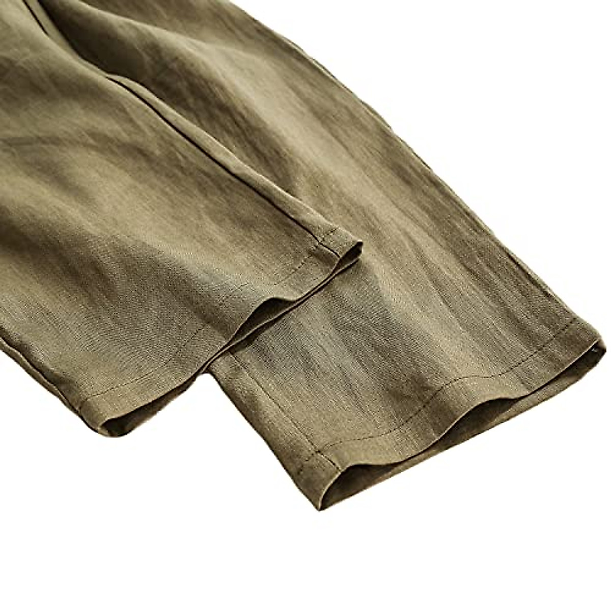 Amazhiyu Womens Linen DrawstringCropped Pants Elastic Waist with Pockets for Summer Casual (US, Alpha, Medium, Regular, Regular, Green)