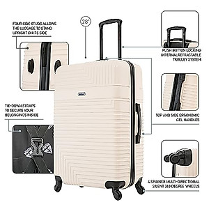 InUSA RESILIENCE Luggage with Spinner Wheels | Durable Lightweight Hardside Suitcase, Spacious Travel Bag with Handle and Trolley | 28-Inch Large Checked Luggage | Sand