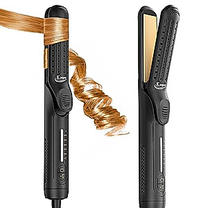 2-in-1 Hair Straightener and Hair Curler Iron with Ionic Cold Air, Flat Iron with 5 Temperature Adjustments, 360° Airflow Styling, 10S Fast Heating, Suitable for All Styles