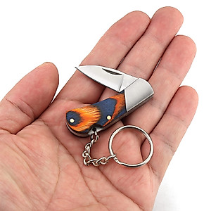 GENIYA Folding Pocket Knife, Small Keychain Knife, Compact EDC Knife with Color-wood Handle（Blade Length 1.2 Inches）