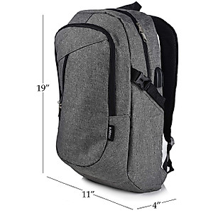 Laptop Travel Backpack - Adjustable Shoulder Straps, Zippered Compartments with Side Pockets for Water Bottle or Umbrella. Headset and USB Charging Port. Perfect for School, Business or Traveling.