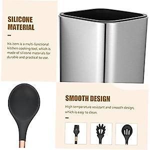 Cooking Spatula Set Pan Set Silicone Slotted Spoon Silicone Spatula Spoon Silicone Rice Paddle Kitchen Utensil Set Cooking Spoons Silicone Scoop Kitchen Gadgets Grey 1 Set