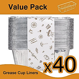 40-Pack Grease Cup Liners Compatible with Blackstone Griddle, Foil Drip Pan Liner Fit for Blackstone 17, 22, 28, 36 Inch Griddle with Rear Grease Cup