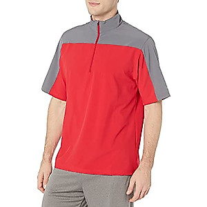 Mizuno Men's Comp Short Sleeve Batting Jacket, Red/Grey, Medium