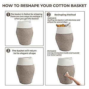 Goodpick Tall Laundry Hamper | Woven Jute Rope Dirty Clothes Hamper Modern Hamper Basket Large in Laundry Room, (White & Brown, 25.6 x 17.71 Inch)